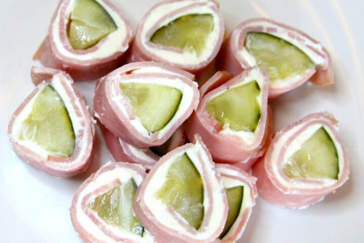 Kosher Dill Pickle Wraps With Ham And Cream Cheese